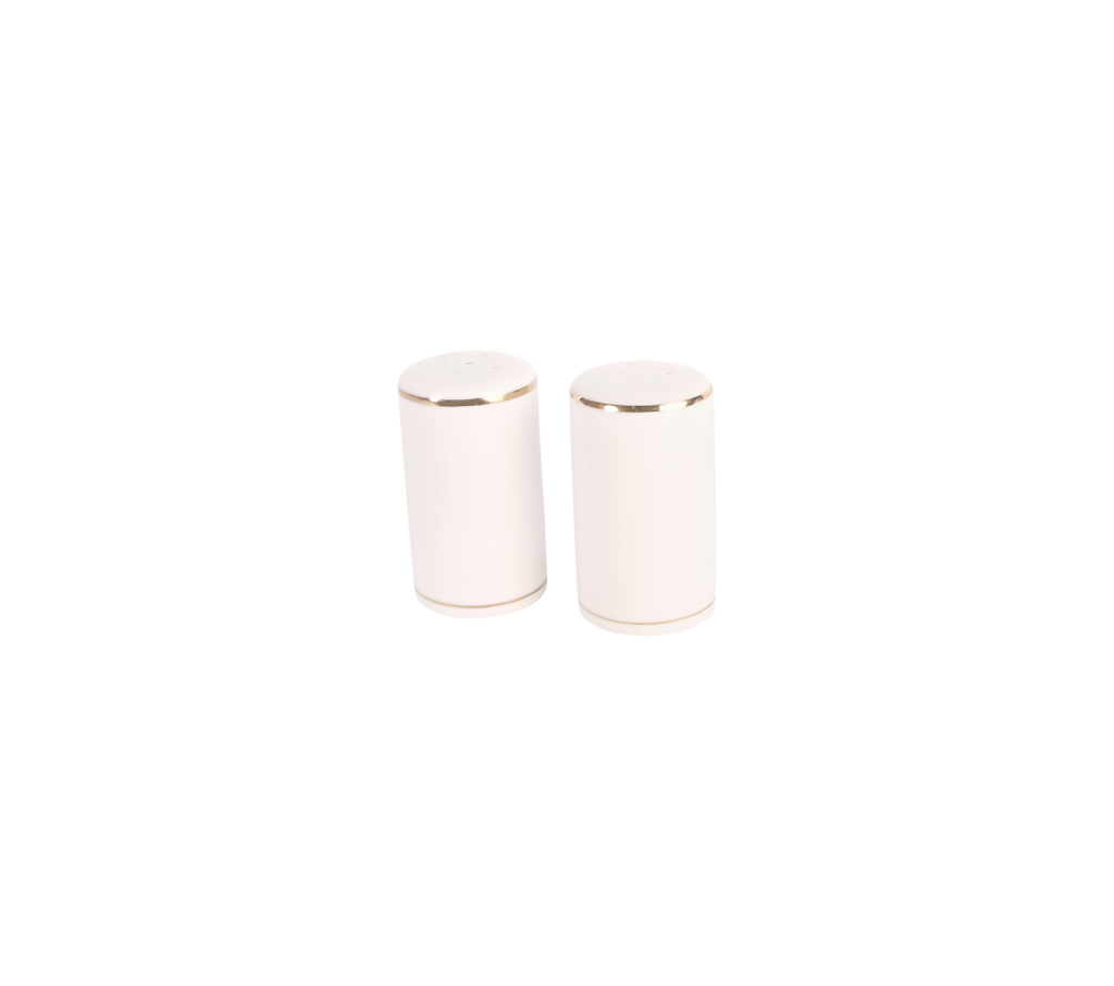 White with Gold Border, Salt & Pepper – Allie's Party Equipment Rentals